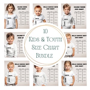 Toddler and Youth Size Chart Mockup Bundle Kids Size Chart - Etsy Canada