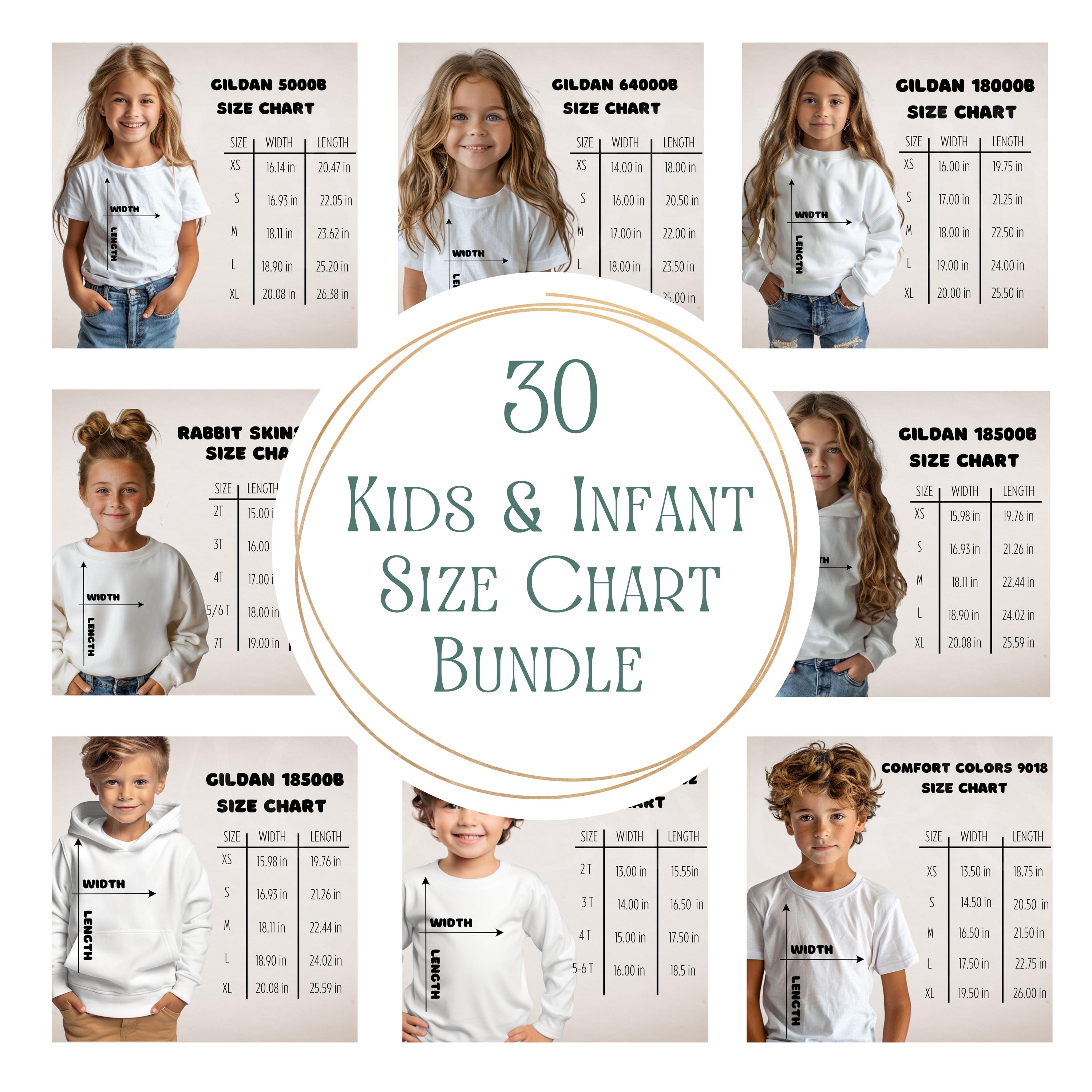 Kids & Infant Size Chart Mockup Bundle (digital Download) - Etsy