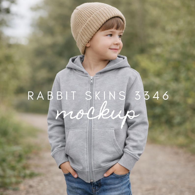 Rabbit Skins 3346 Zip up Hoodie Mockup for Kids Color: Heather ...