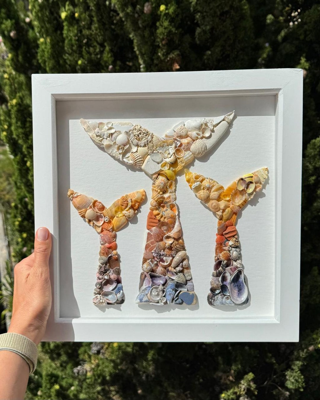 Unique Bright Seashell Art - a Family of Mermaids / Whales. Perfect ...