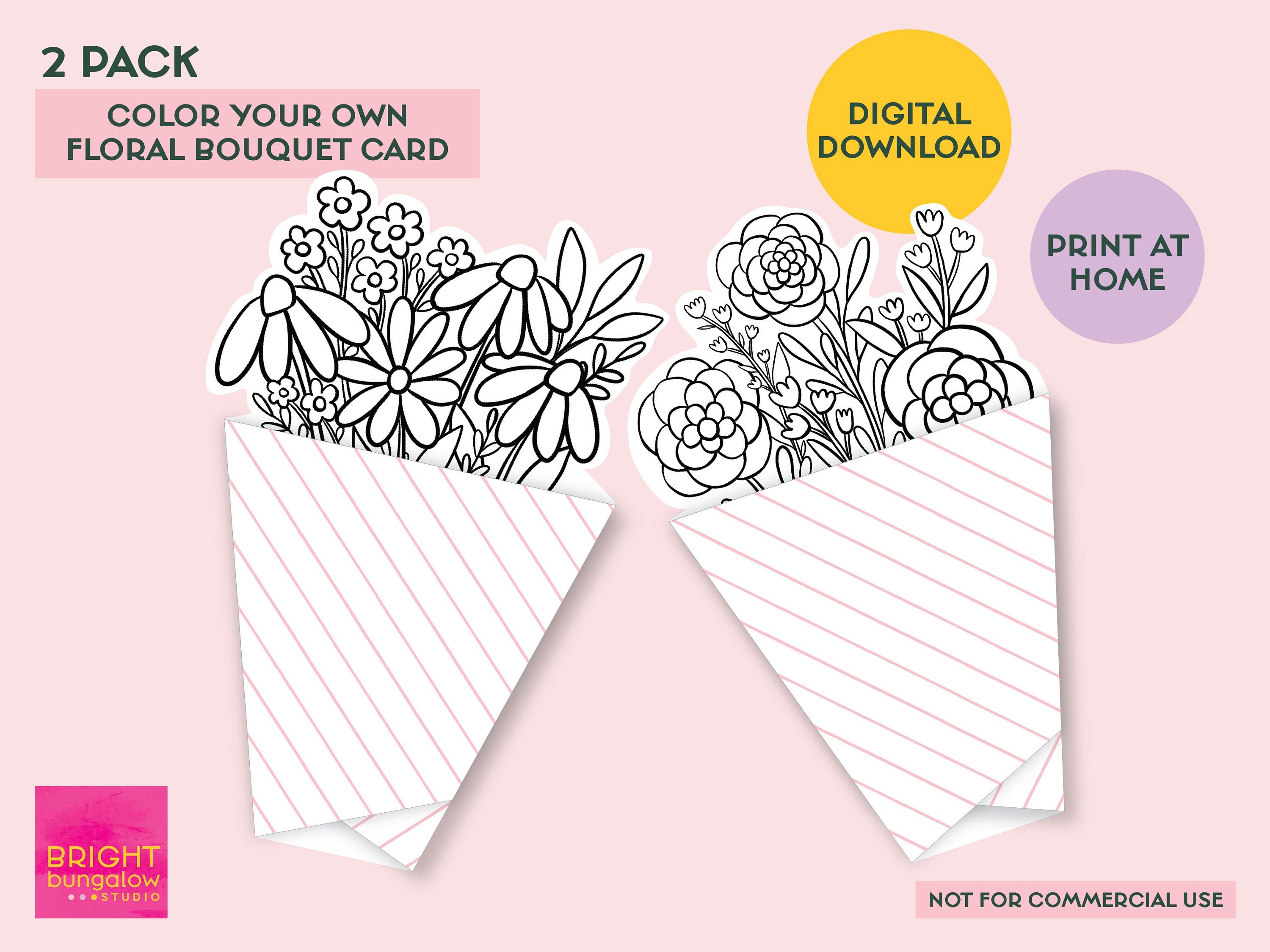 Printable Floral Coloring Card, Color Your Own Card, Instant Download ...