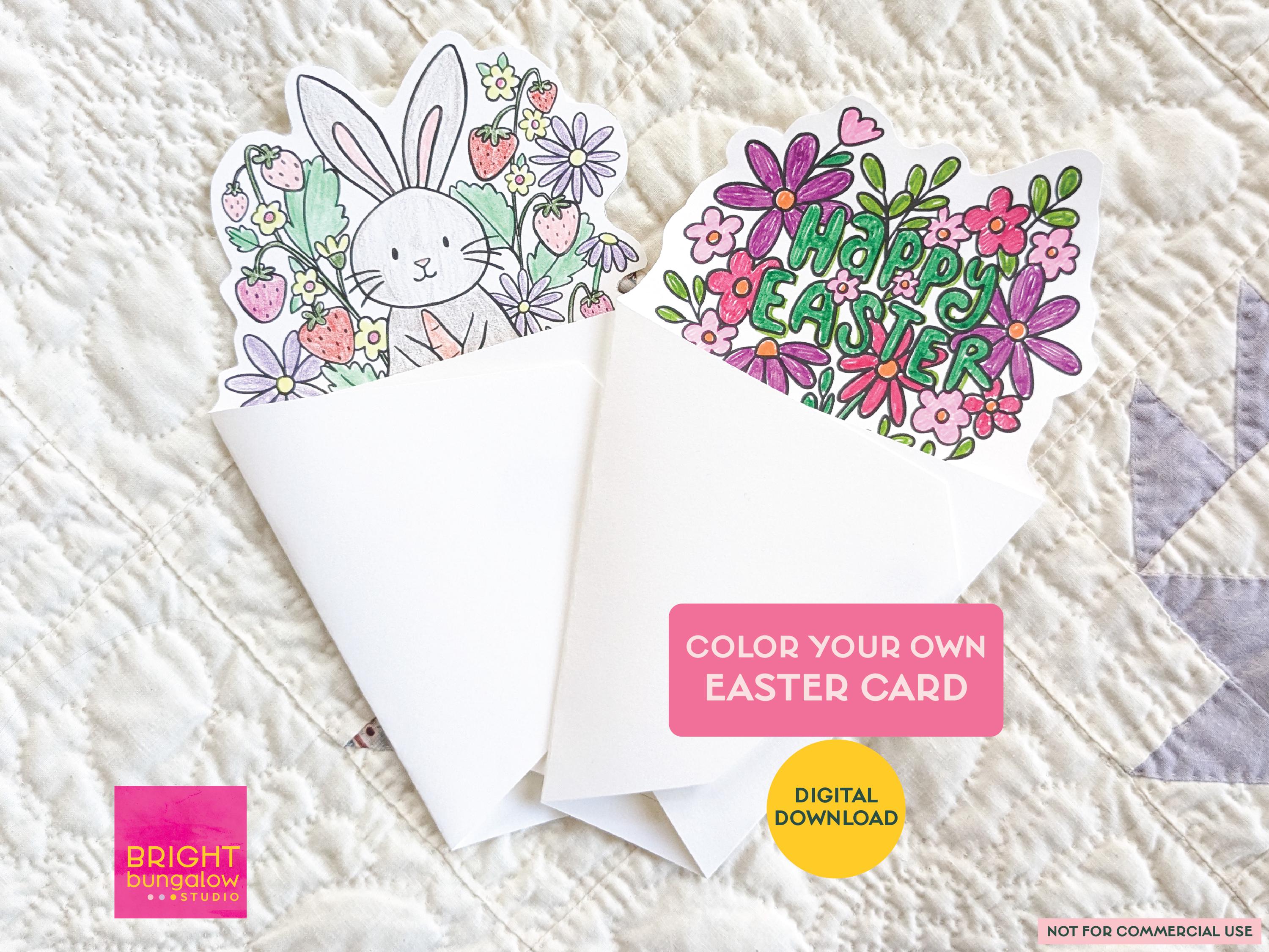 Printable Easter Coloring Card, Color Your Own Card, Instant Download ...
