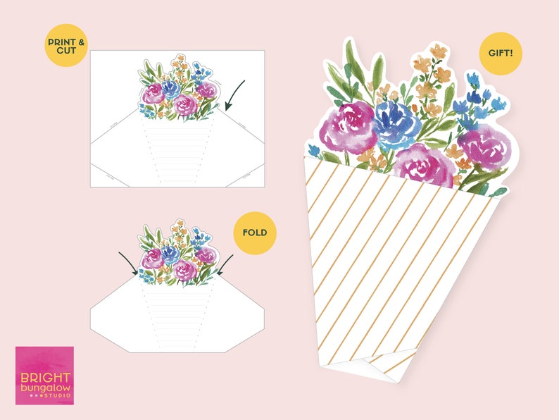 Printable Floral Greeting Card, Instant Digital Download, Print at Home ...