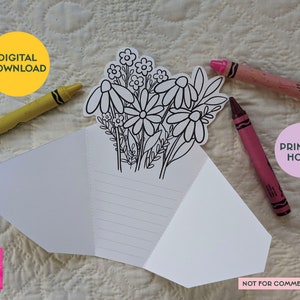Printable Floral Coloring Card, Color Your Own Card, Instant Download ...