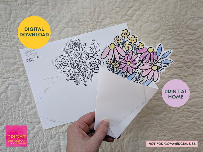 Printable Floral Coloring Card, Color Your Own Card, Instant Download ...