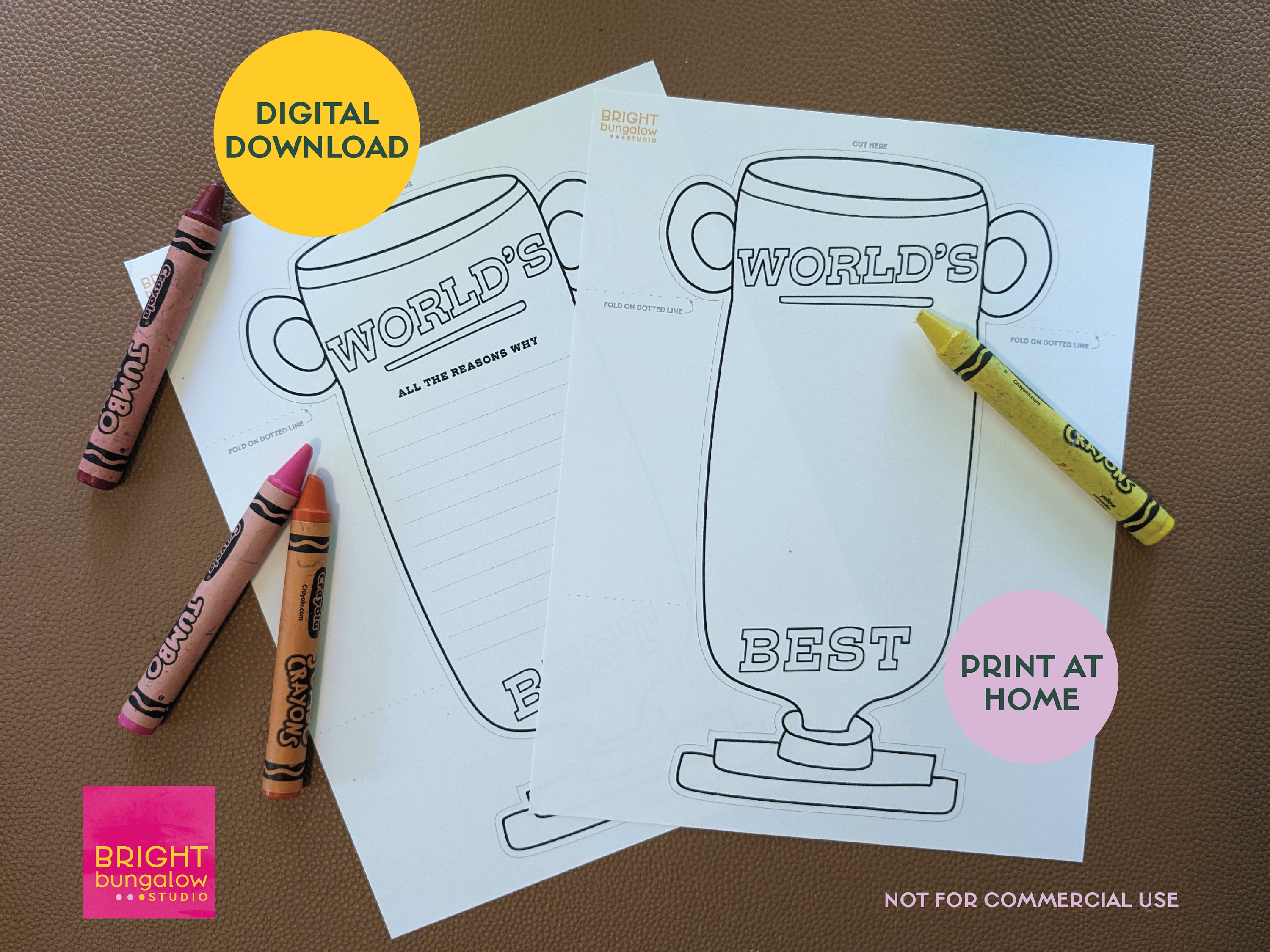 PRINTABLE Father's Day Coloring Card, Color Your Own Card, Instant ...