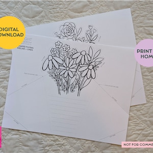 Printable Floral Coloring Card, Color Your Own Card, Instant Download ...