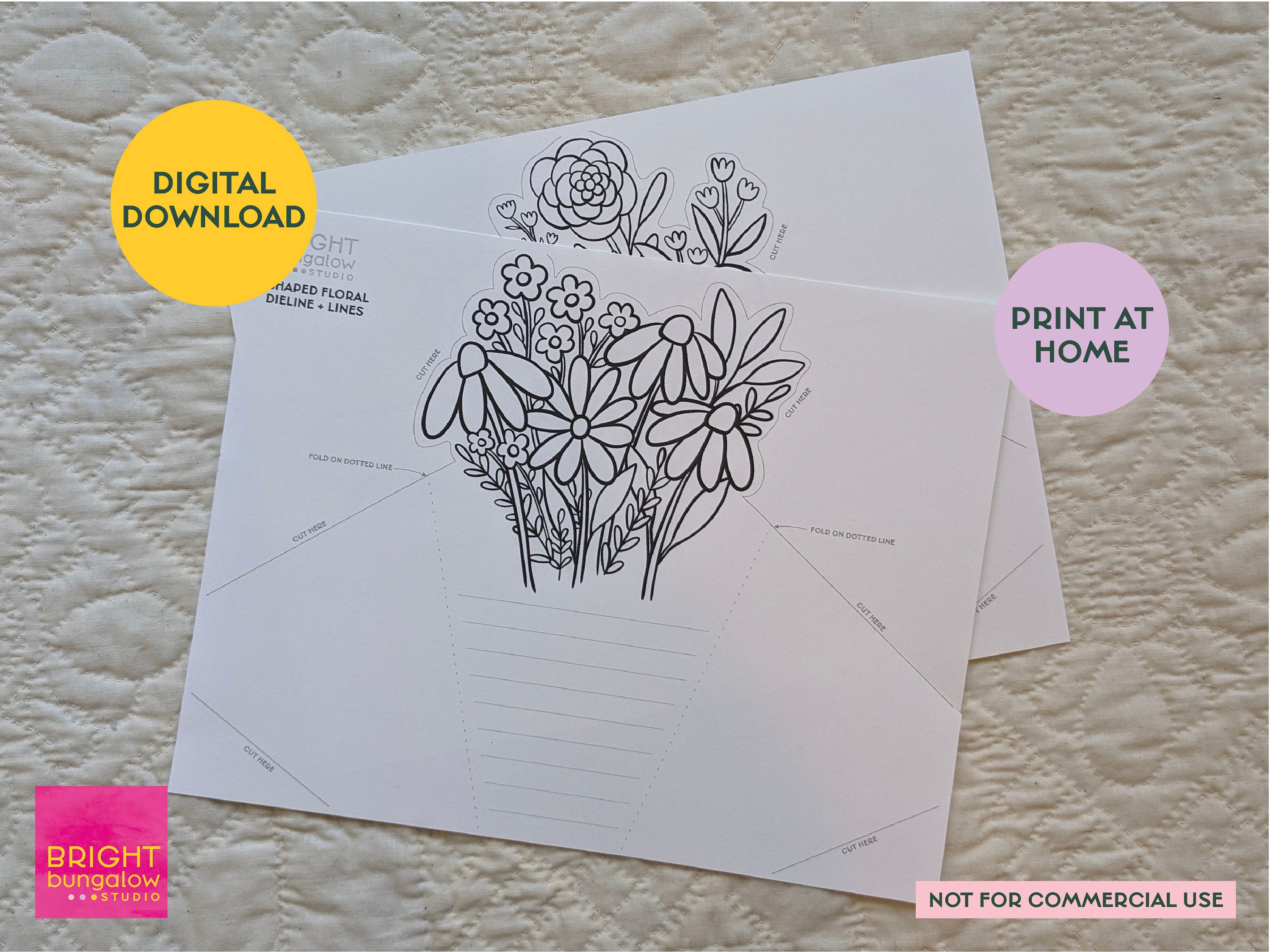 Printable Floral Coloring Card, Color Your Own Card, Instant Download ...