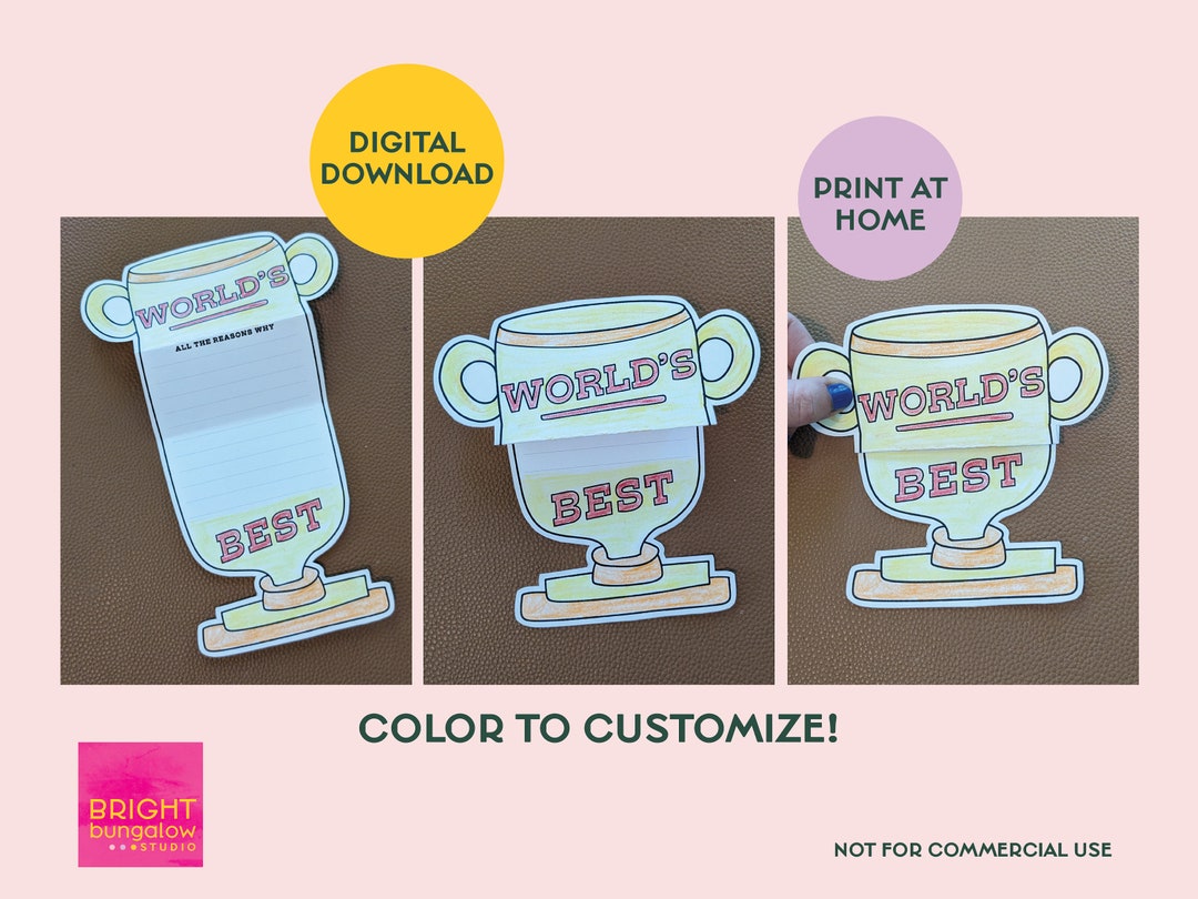 PRINTABLE Father's Day Coloring Card, Color Your Own Card, Instant ...