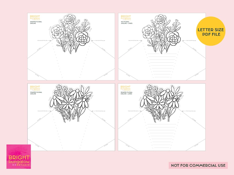 Printable Floral Coloring Card, Color Your Own Card, Instant Download ...