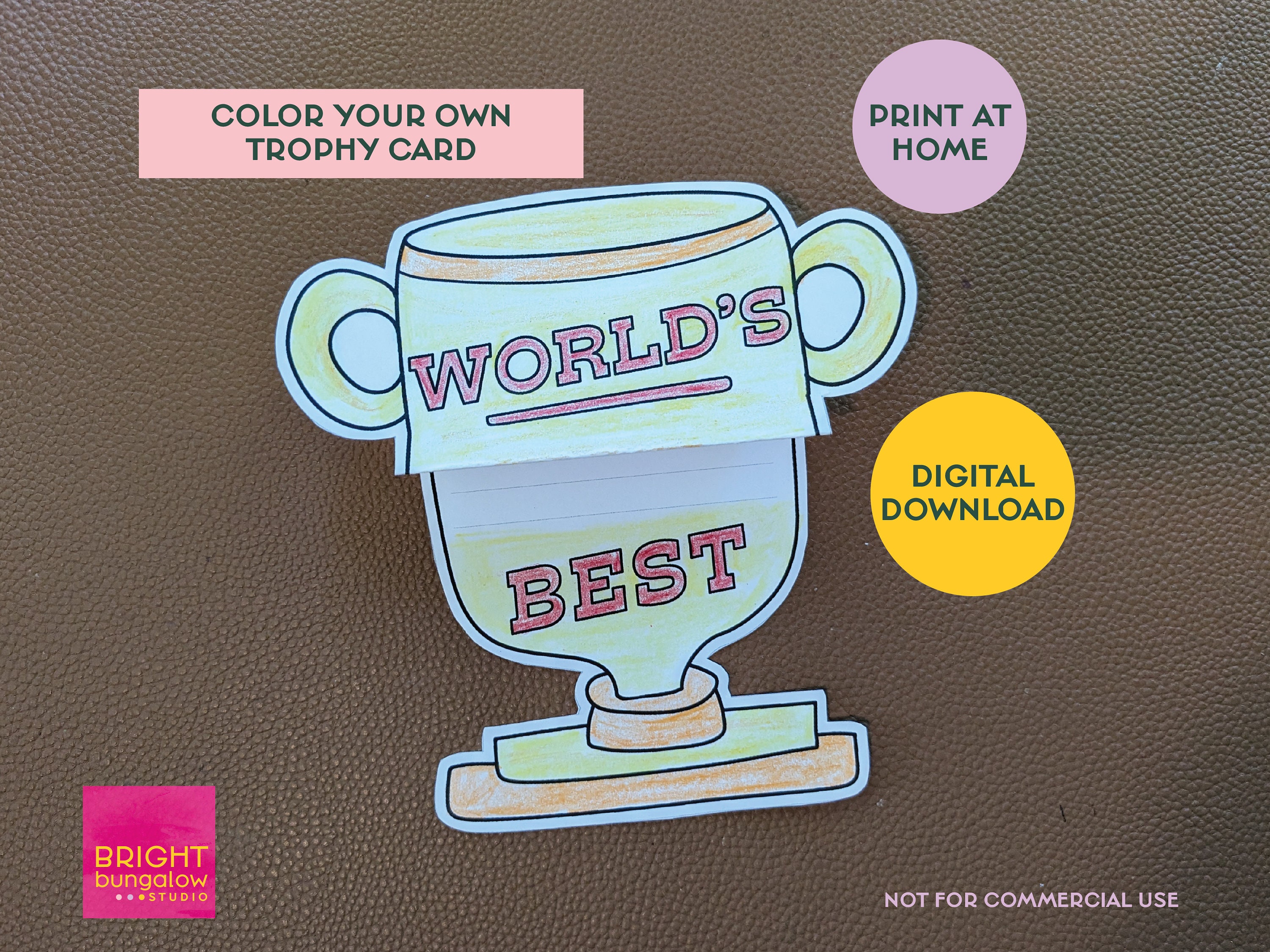 PRINTABLE Father's Day Coloring Card, Color Your Own Card, Instant ...