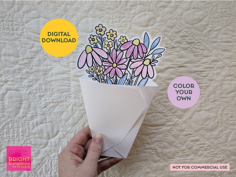 Printable Floral Coloring Card, Color Your Own Card, Instant Download ...