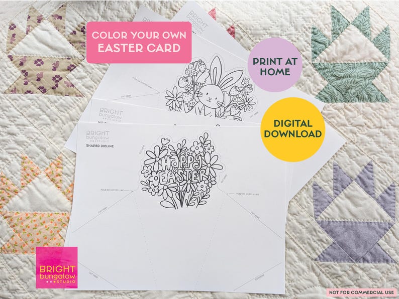 Printable Easter Coloring Card, Color Your Own Card, Instant Download ...