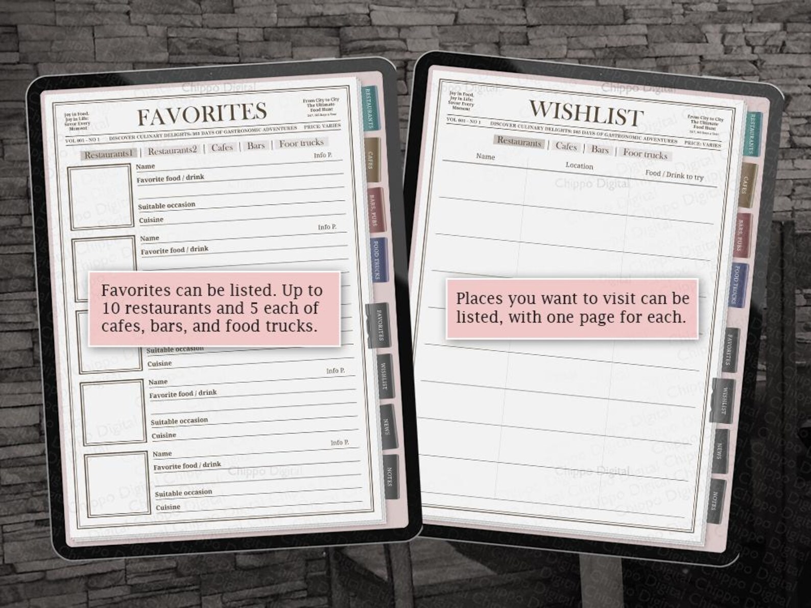 Digital Restaurant Journal for Goodnotes, Restaurant Journal ...