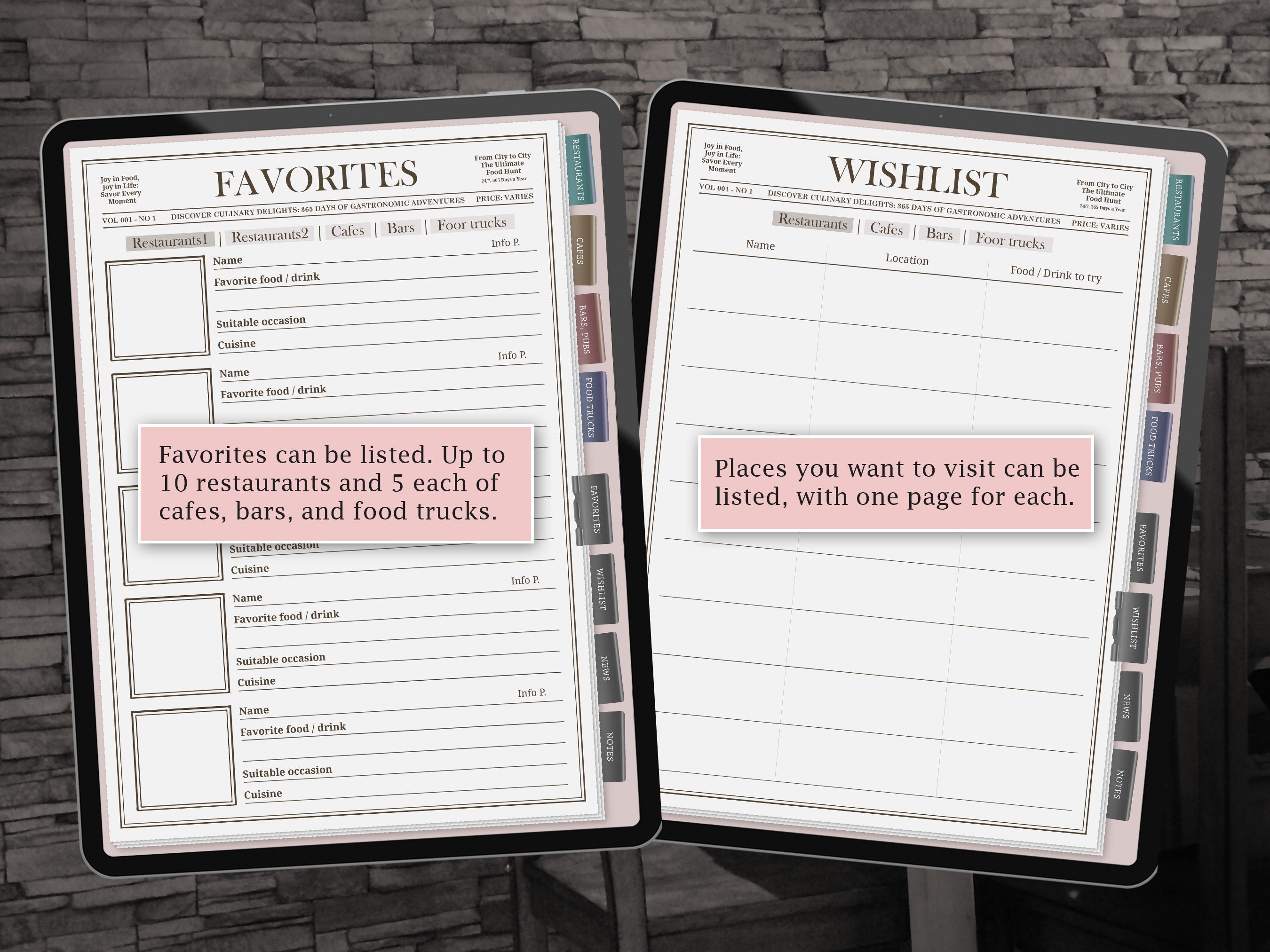 Digital Restaurant Journal for Goodnotes, Restaurant Journal ...