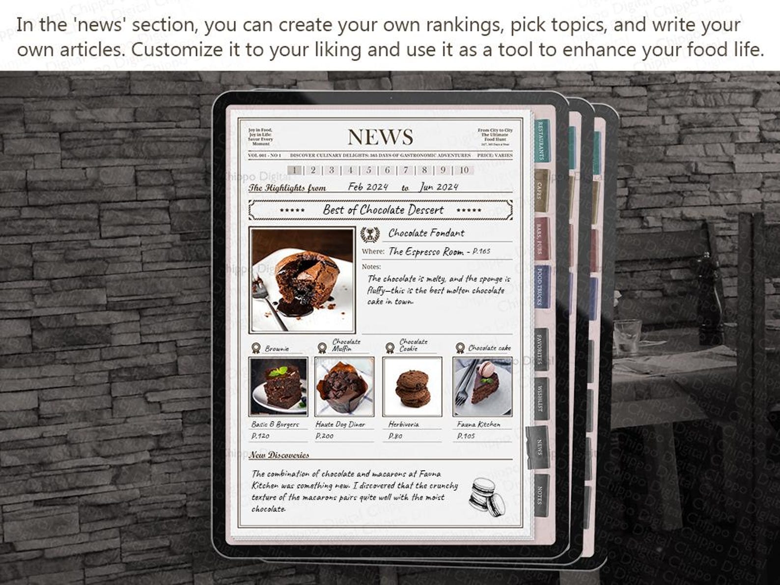 Digital Restaurant Journal for Goodnotes, Restaurant Journal ...