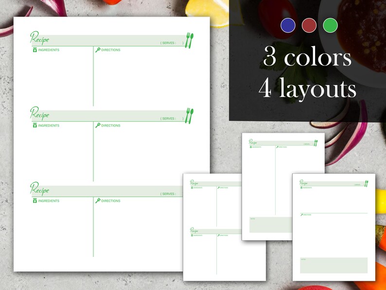 Minimalist Recipe Page Printables, Elegant & Organized, Various Layouts ...