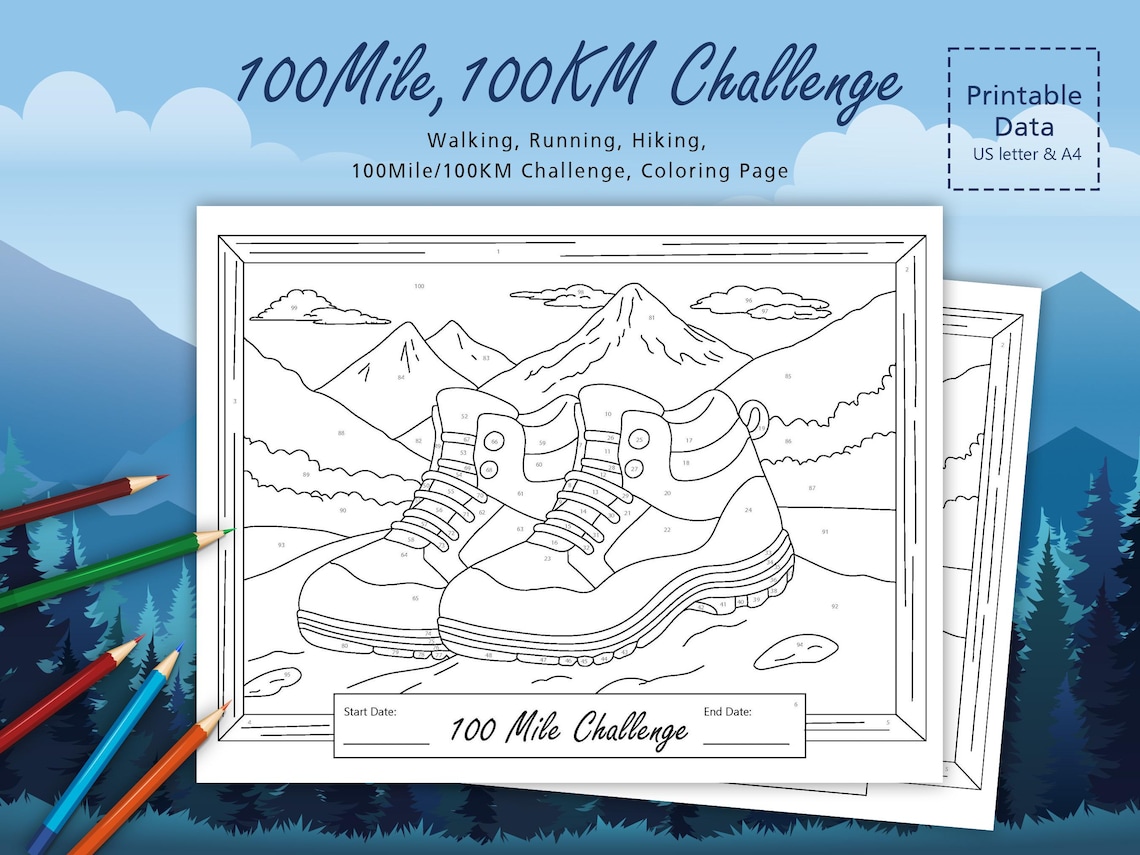 100 Mile Challenge / 100 KM Challenge Walking, Running, Hiking Tracker ...