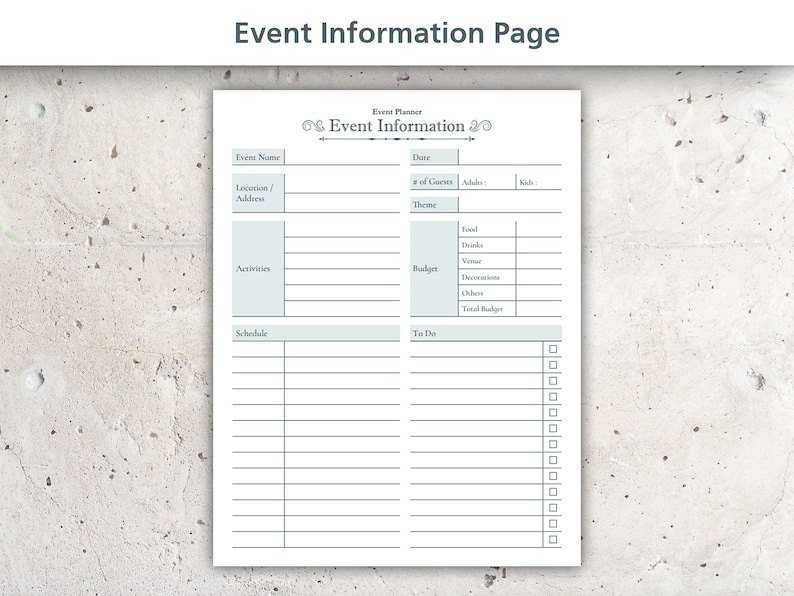 Event Planner Printable, Event Party Planner, Guest List, PDF Downloads ...