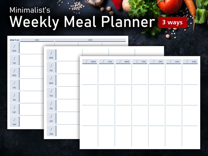 Stylish Food Planner: Minimalist Design, Menu Plan Sheets, Simplistic ...
