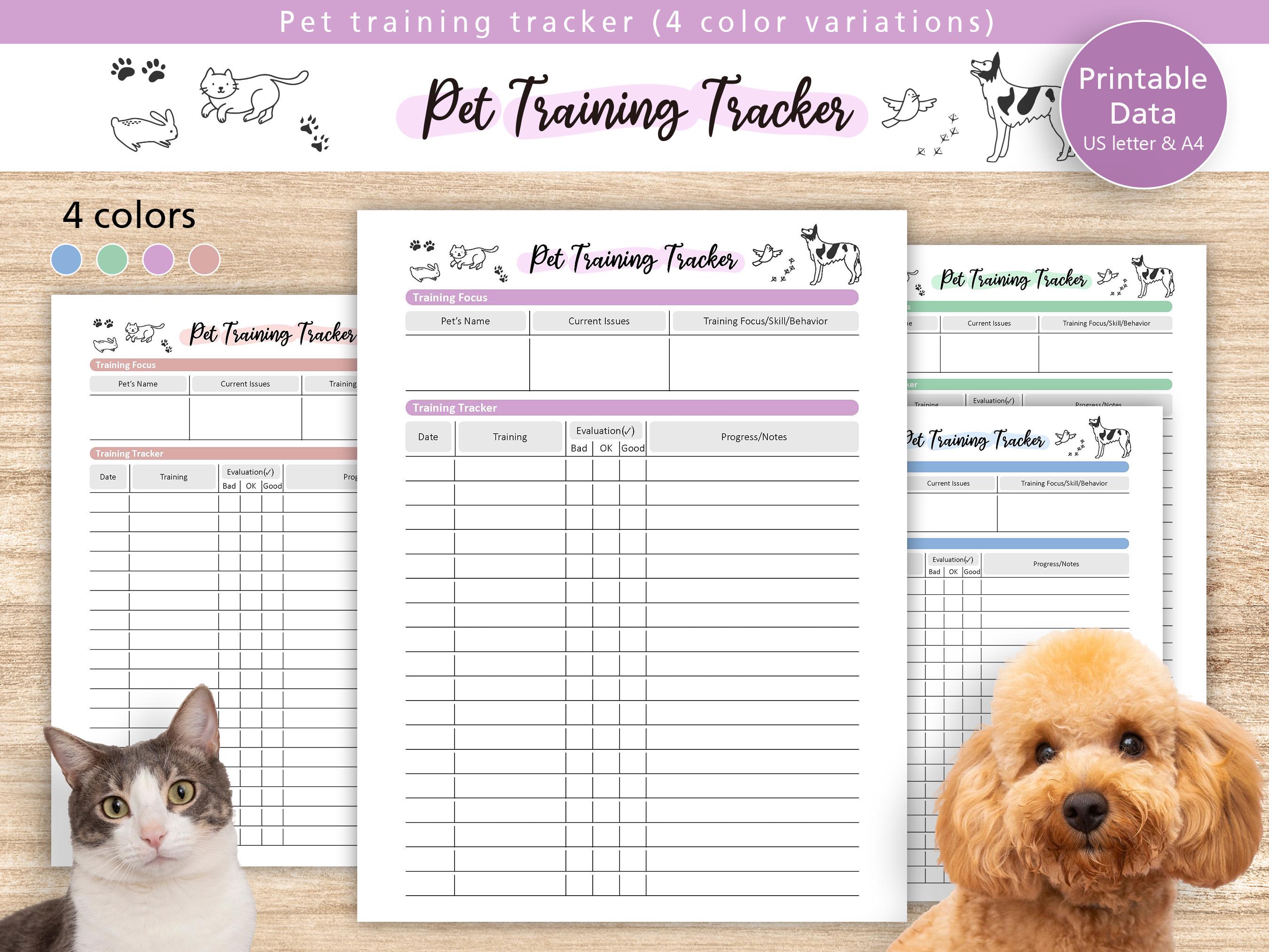 Pet Training Tracker Printable, Dog Training Sheet, Pet Training ...