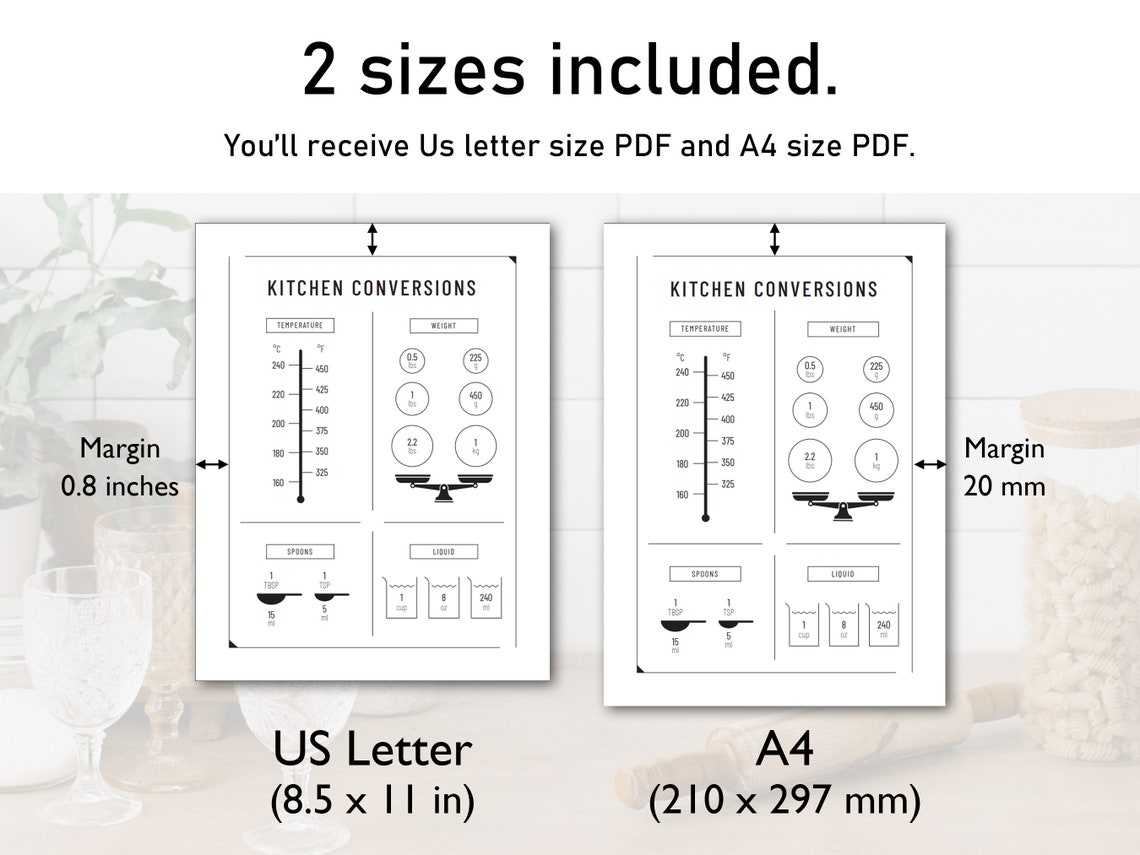 Essential Kitchen Conversions Printable Metric & Imperial Measurements ...