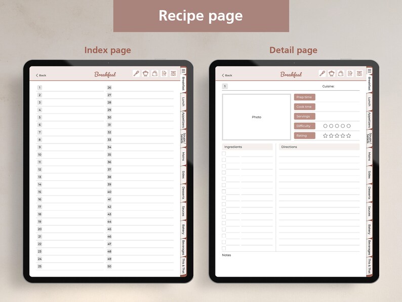 Digital Recipe Book for Goodnotes: Hyperlinked Cookbook (PDF) - Etsy
