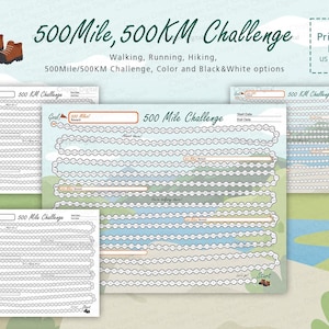 500 Mile/km Challenge Tracker: Lake Theme Printable (A4, Letter) - Etsy