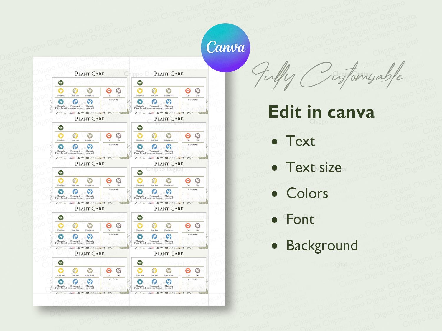 Plant Care Card Template: Business Card Size, Editable in Canva ...