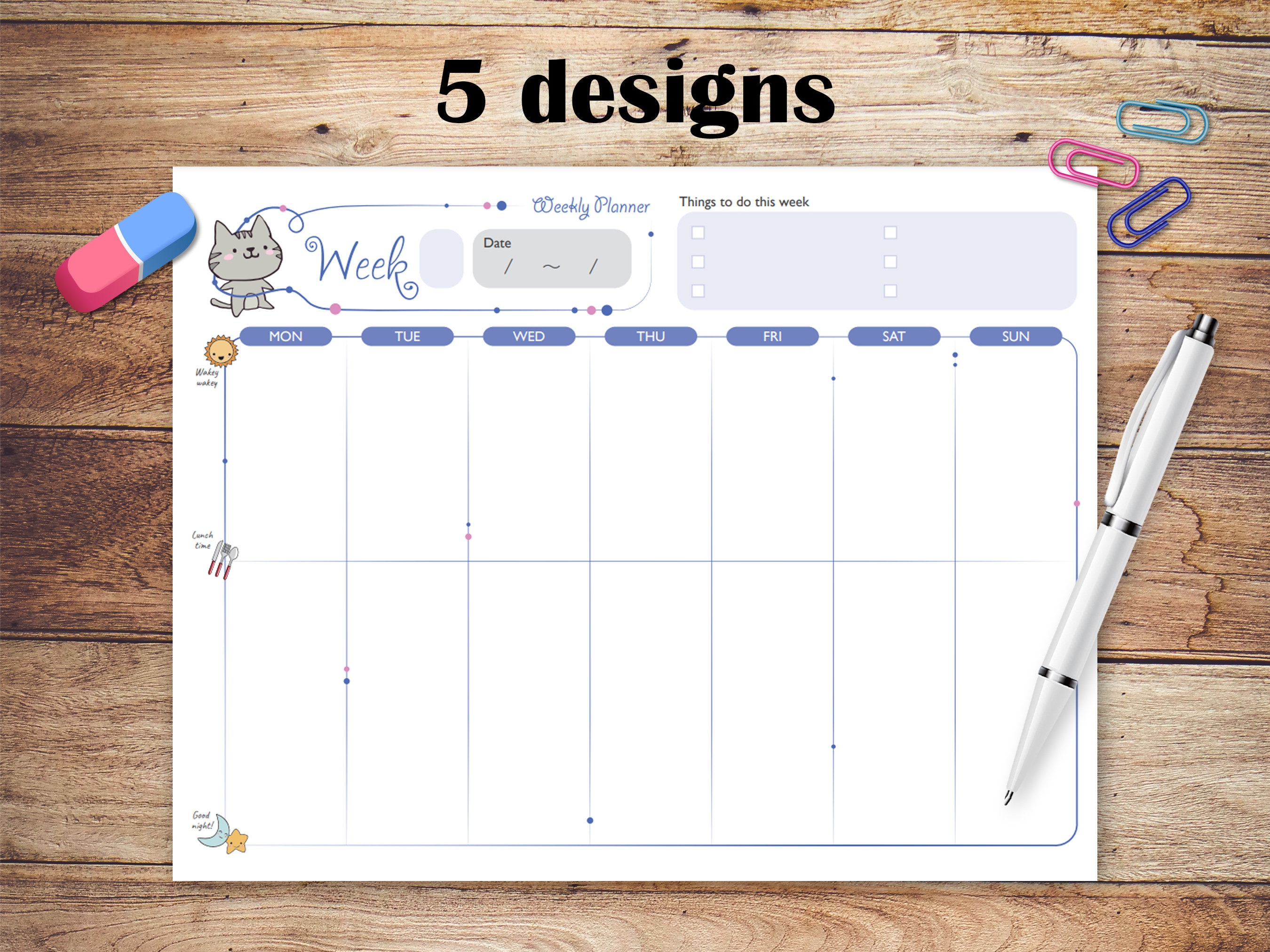 Cute Animal Weekly Planner Kawaii Schedule Let's Brighten up the Day A4 ...