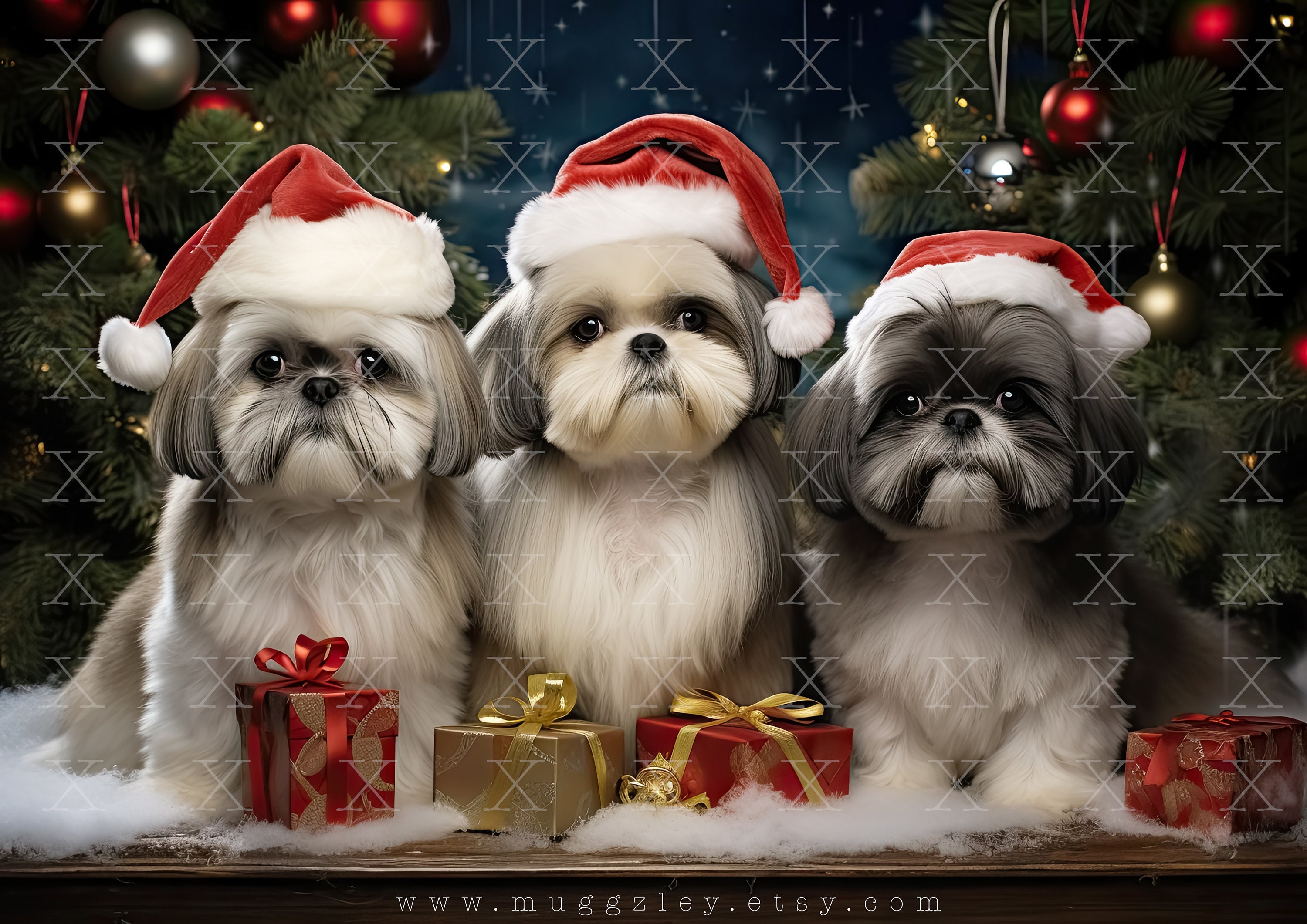 Christmas Shih Tzu Puppies Instant Download - Etsy