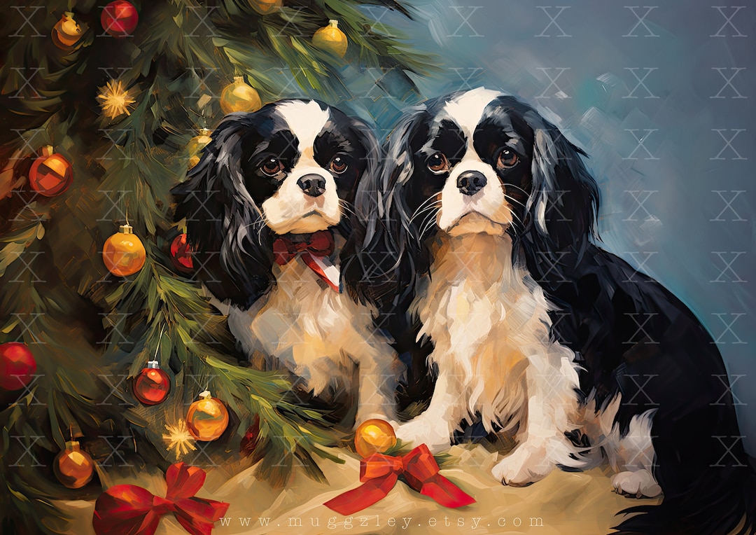 Christmas Spaniels Art Print ~ Instant Download - Etsy