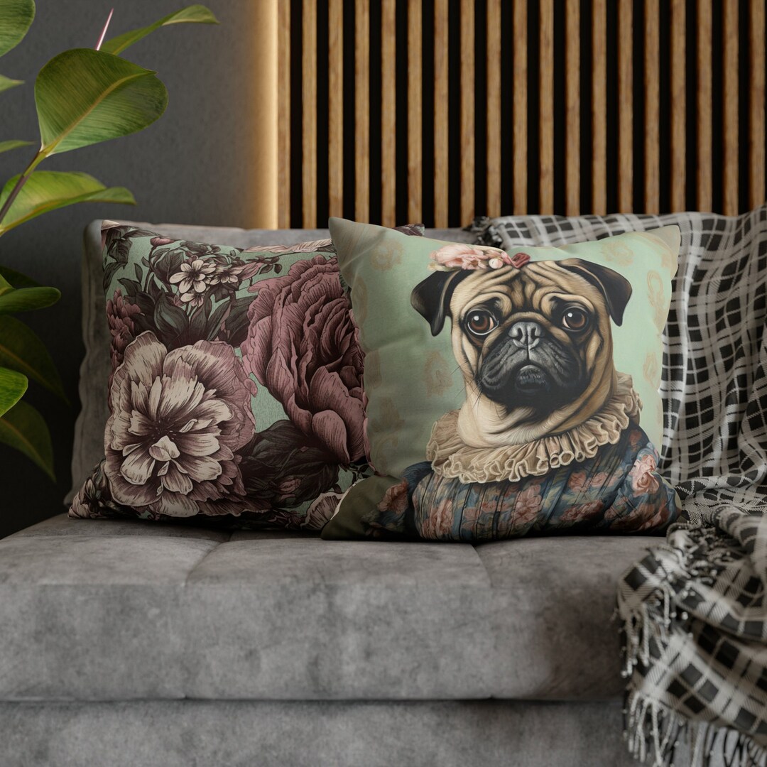Victorian Pug Design 3 Square Pillow Cases - Etsy