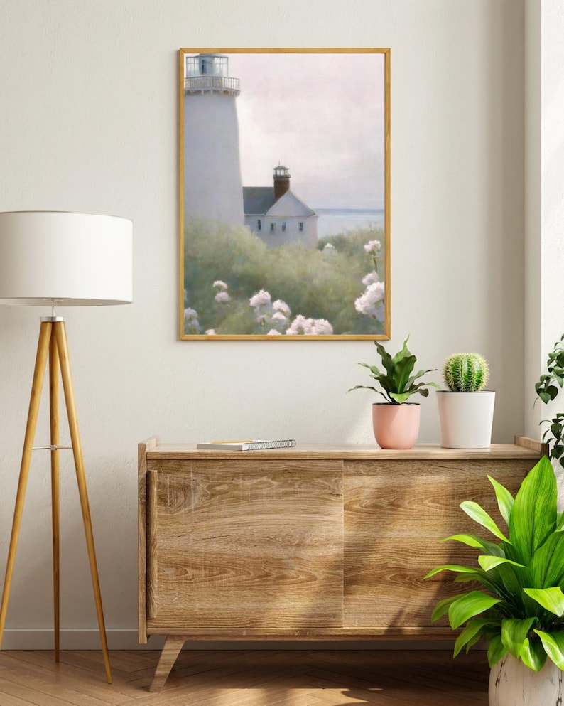 Summer Lighthouse | Soft Natural Coastal Painting | Lighthouse ...