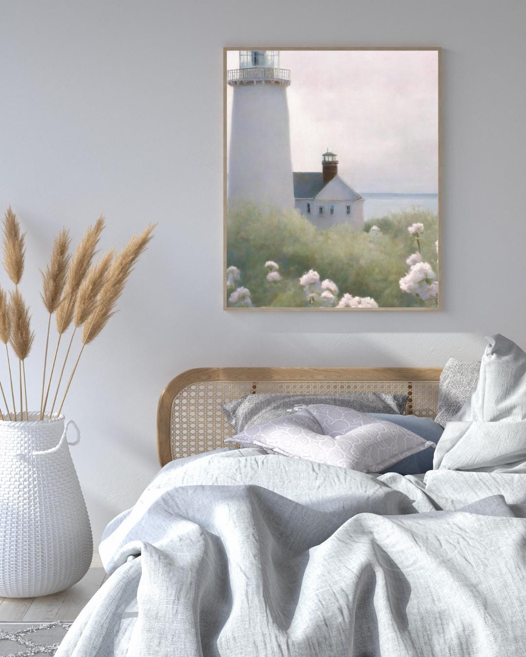Summer Lighthouse | Soft Natural Coastal Painting | Lighthouse ...