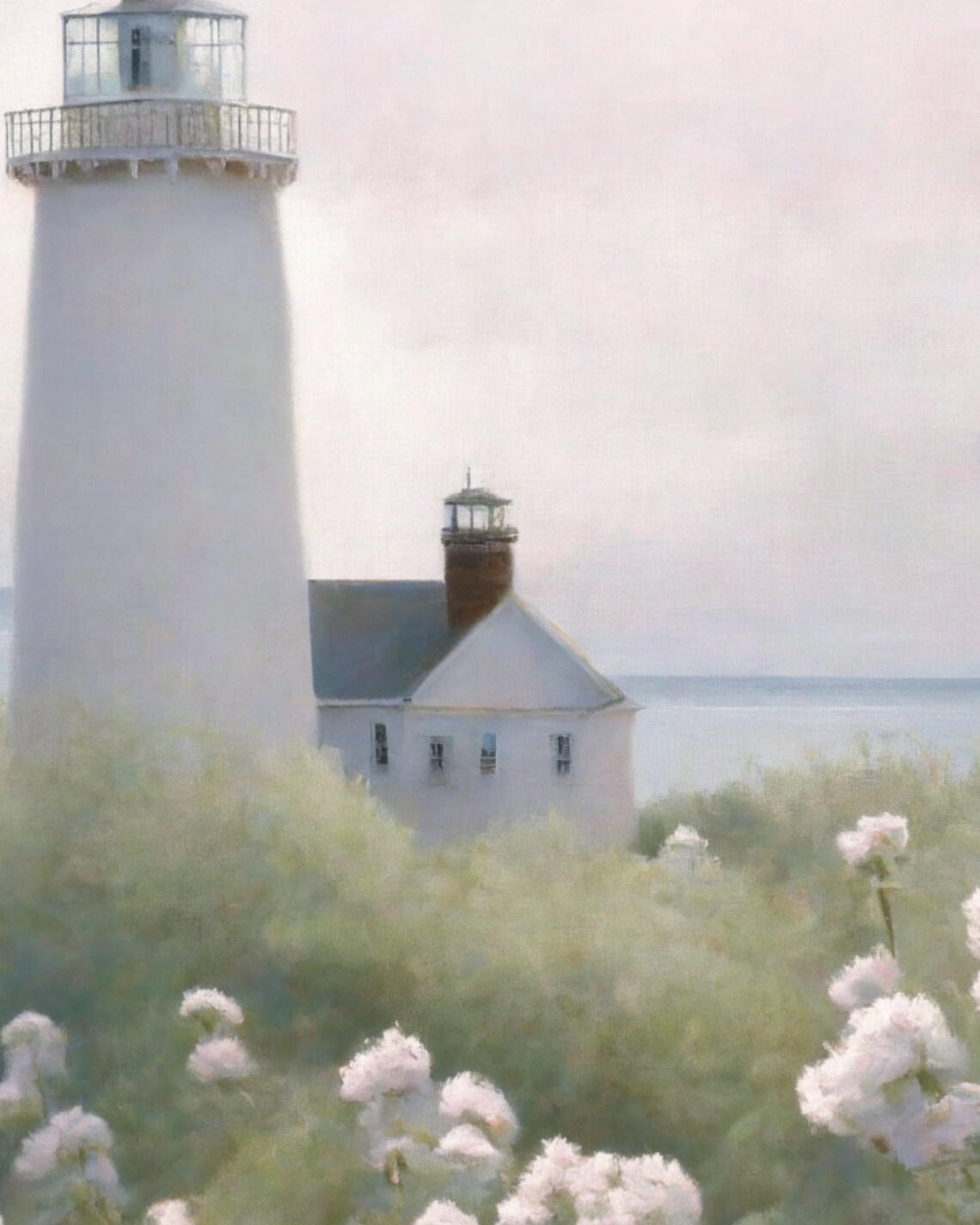 Summer Lighthouse | Soft Natural Coastal Painting | Lighthouse ...