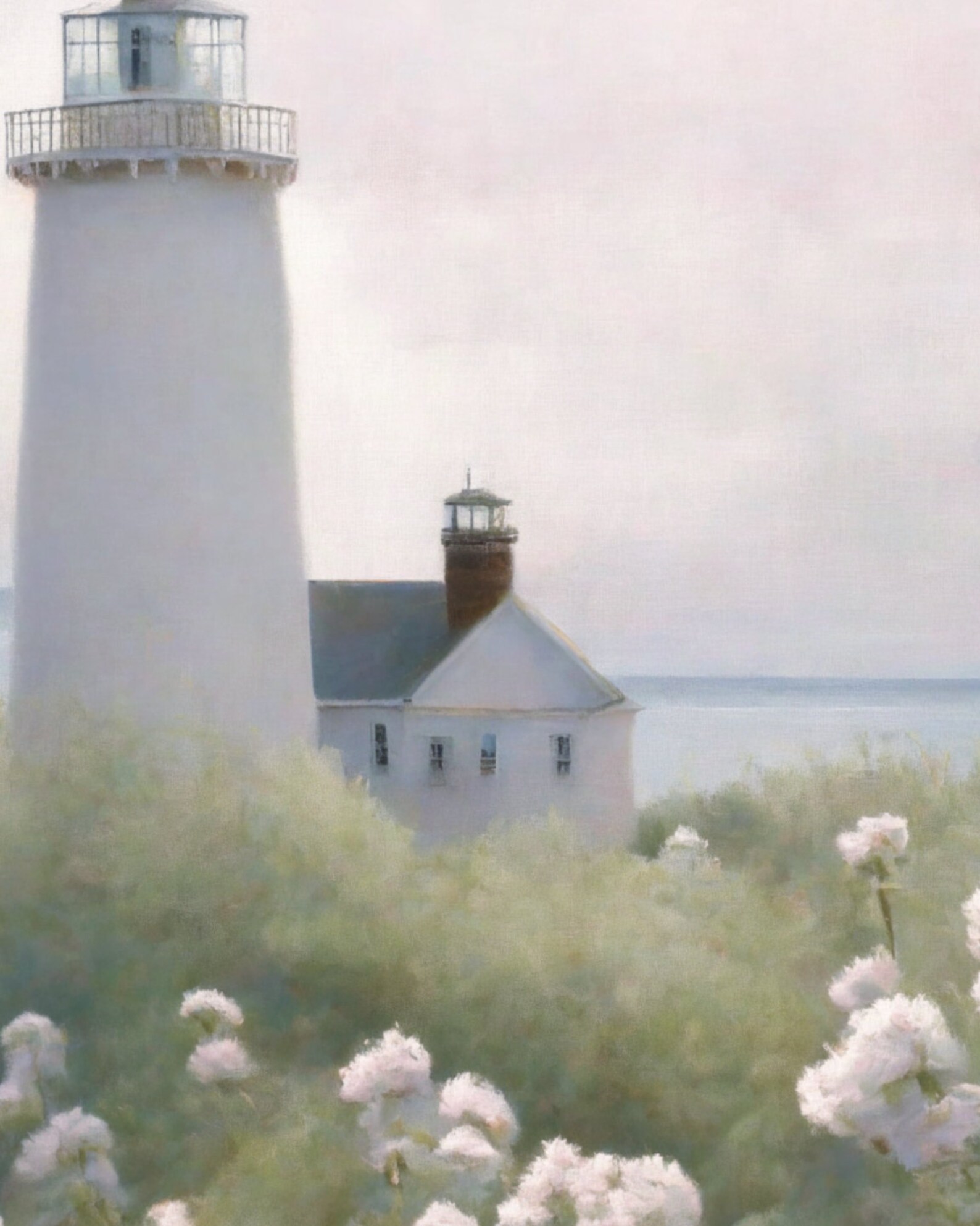 Summer Lighthouse | Soft Natural Coastal Painting | Lighthouse ...