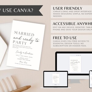 Elopement Reception Invitation, Married and Ready to Party, Editable ...