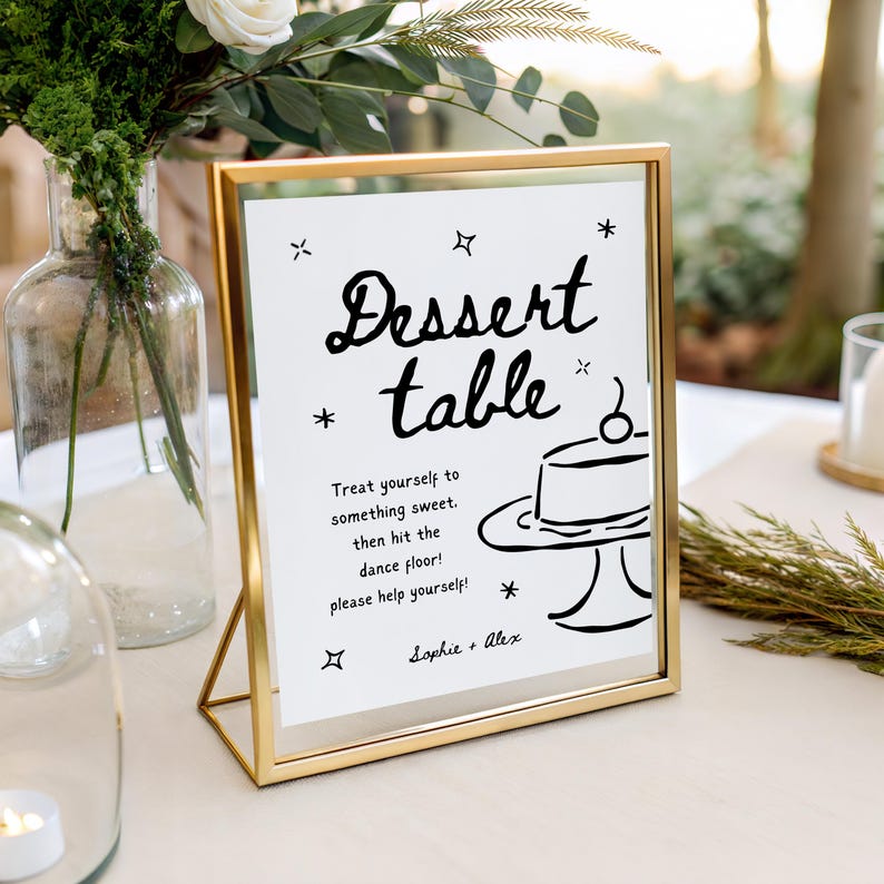 Wedding Dessert Table Sign, Editable Wedding Sign Template, Whimsical ...