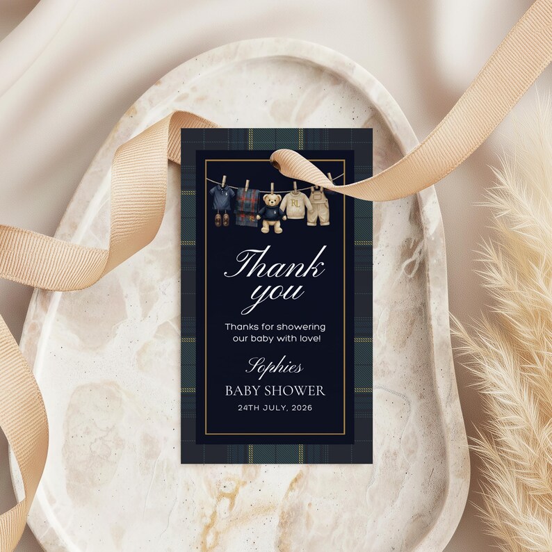 Baby Shower Favor Tags, Editable Thank You Tags, Baby Boy Shower Decor ...