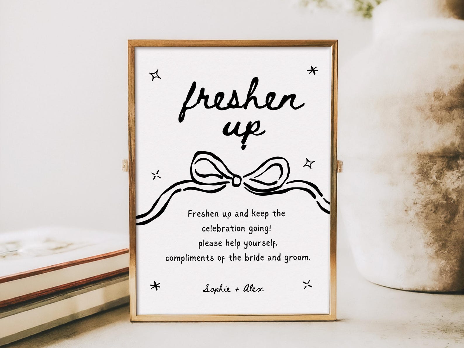 Wedding Bathroom Sign, Editable Wedding Sign Template, Freshen up ...
