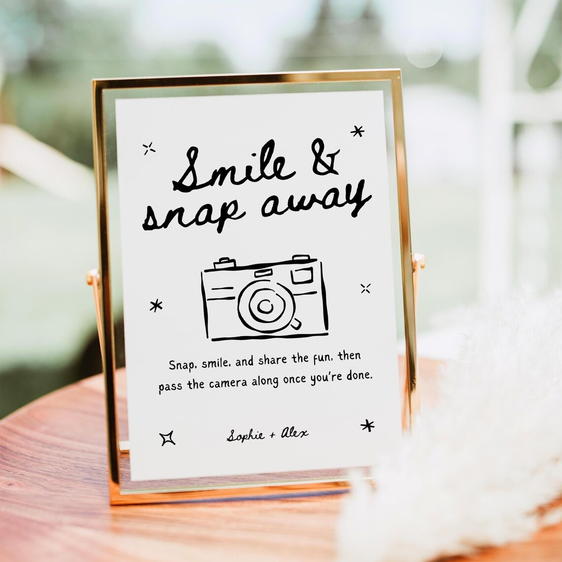 Disposable Camera Sign, Editable Wedding Sign Template, Smile and Snap ...