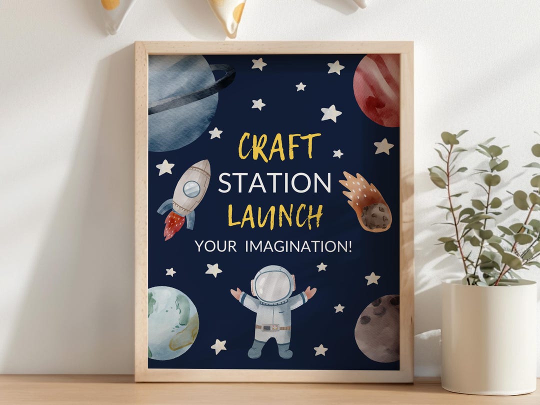 Editable Space Craft Station Sign, Rocket Ship Birthday Activity Table ...