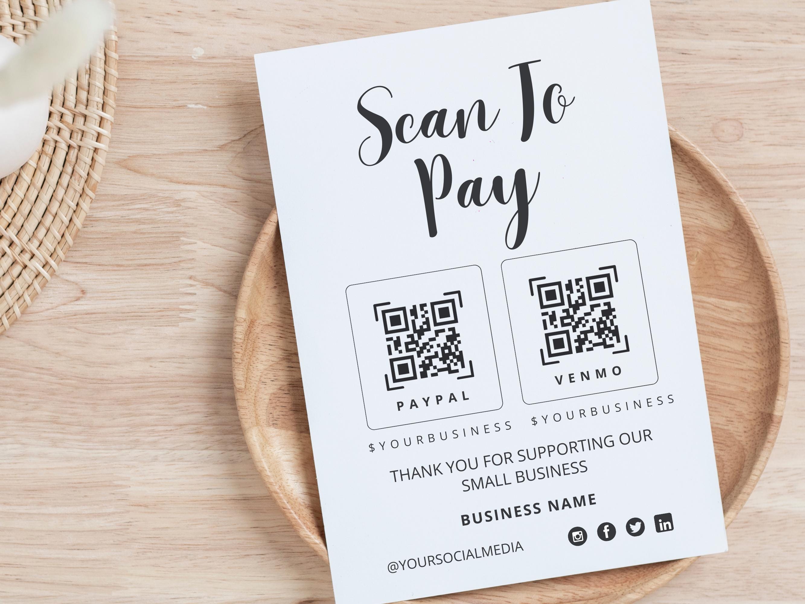 Scan to Pay Sign Template, QR Code Sign, Printable Payment Sign ...
