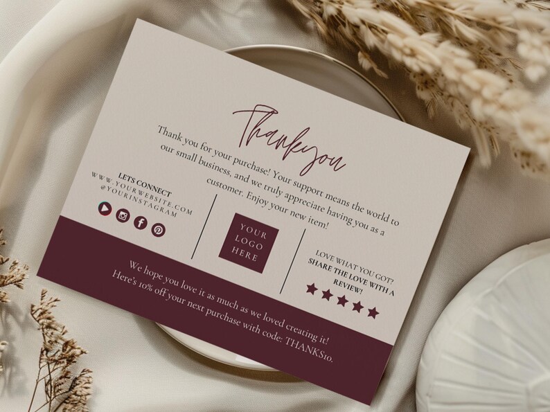 Business Thank You Card Canva Template, Personalized Thank You Card Business, Customizable Thank ...