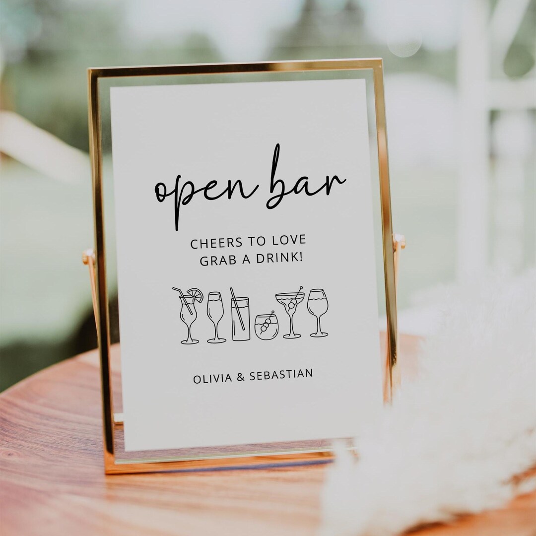 Cheers to Love Open Bar Sign, Funny Open Bar Sign Instant Download ...