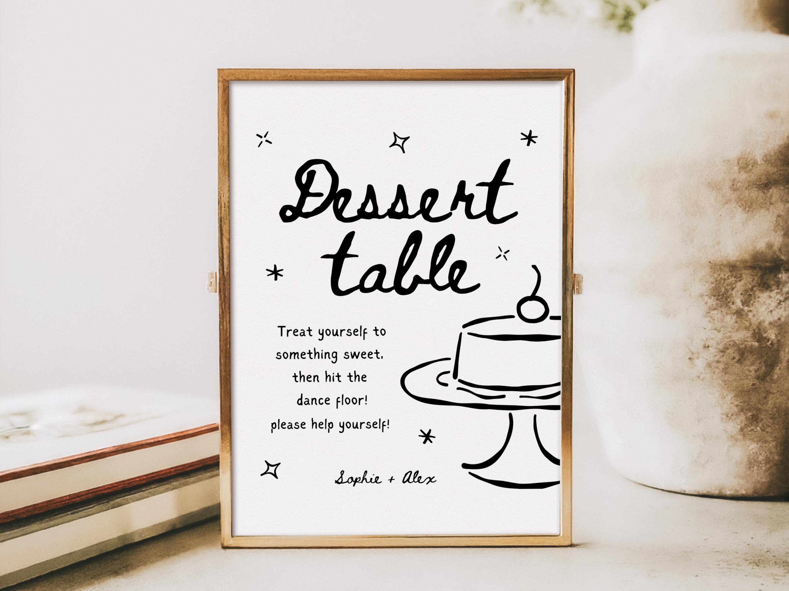 Wedding Dessert Table Sign, Editable Wedding Sign Template, Whimsical ...
