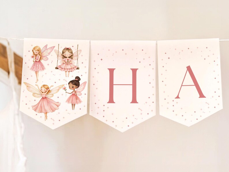 Editable Fairy Birthday Bunting Banner, Magical Party Garland ...