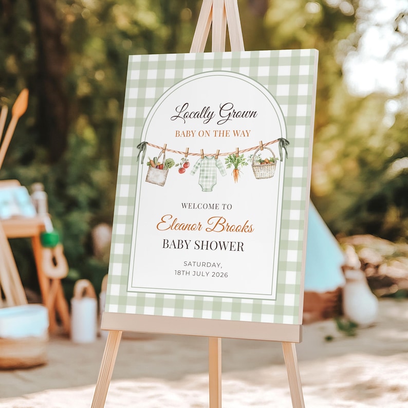 Locally Grown Baby Shower Welcome Sign, Farmer's Market Baby Shower ...