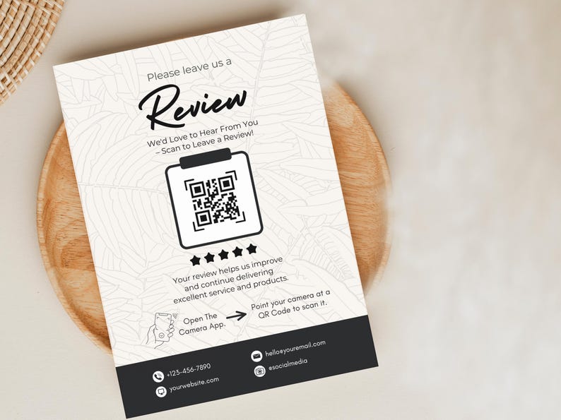 Ask for Review QR Code Sign Template Canva, Facebook Review, Google ...